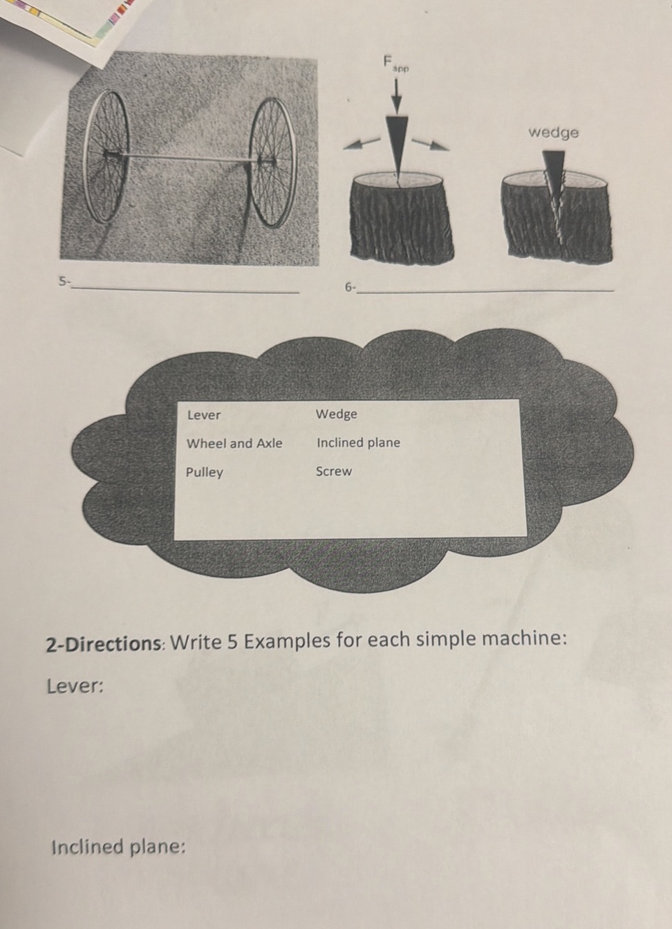 Directions: Write 5 Examples for each simple | StudyX