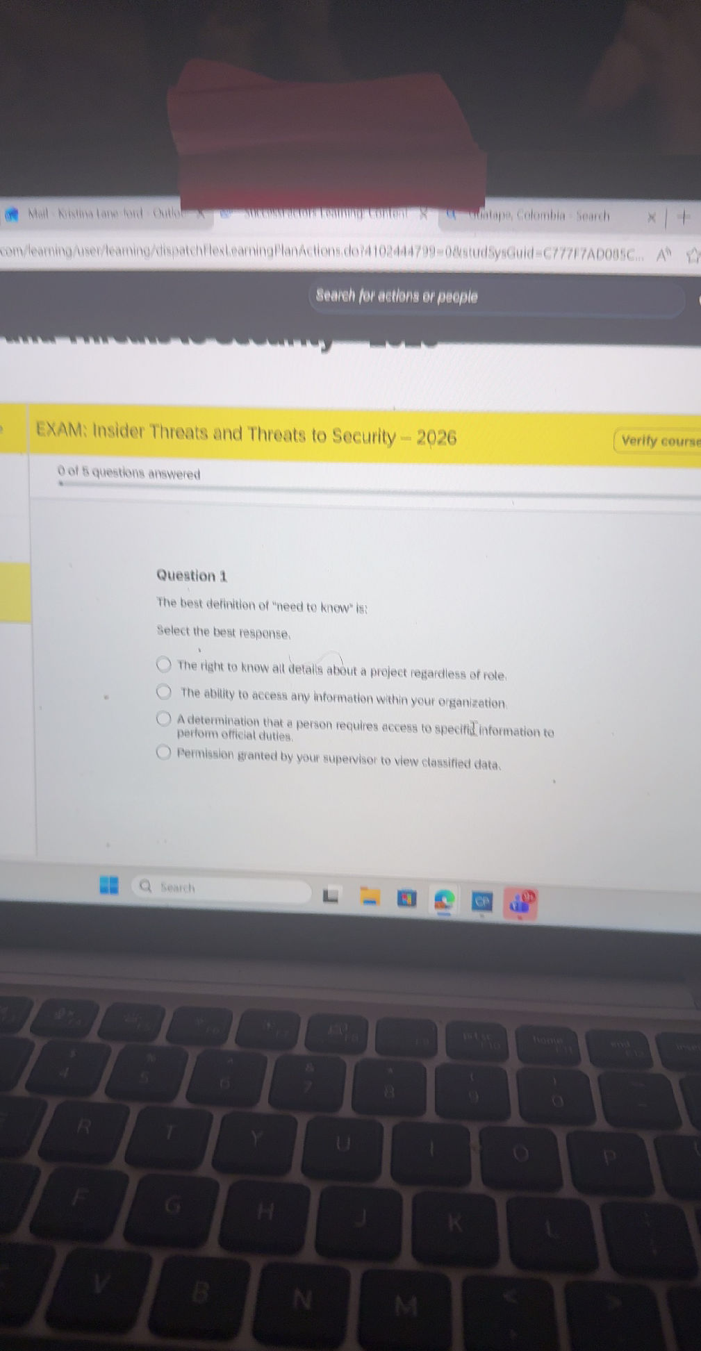 Question 1 The best definition of "need to | StudyX
