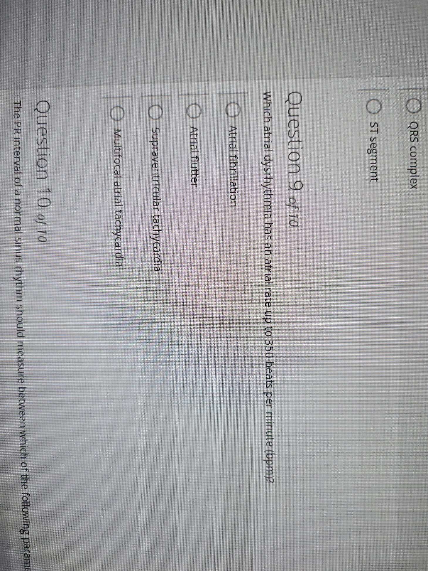Which atrial dysrhythmia has an atrial rate | StudyX