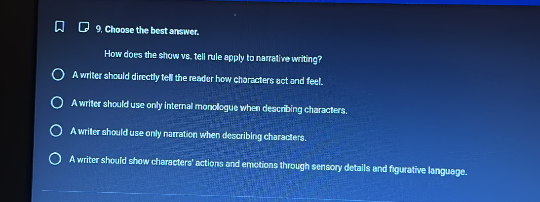 9. Choose the best answer. How does the | StudyX