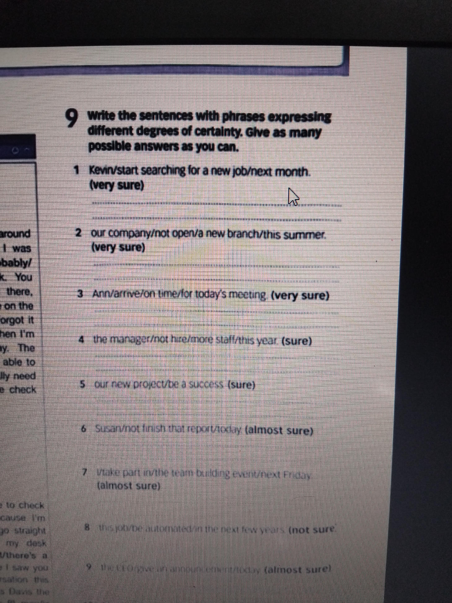 Write the sentences with phrases expressing | StudyX