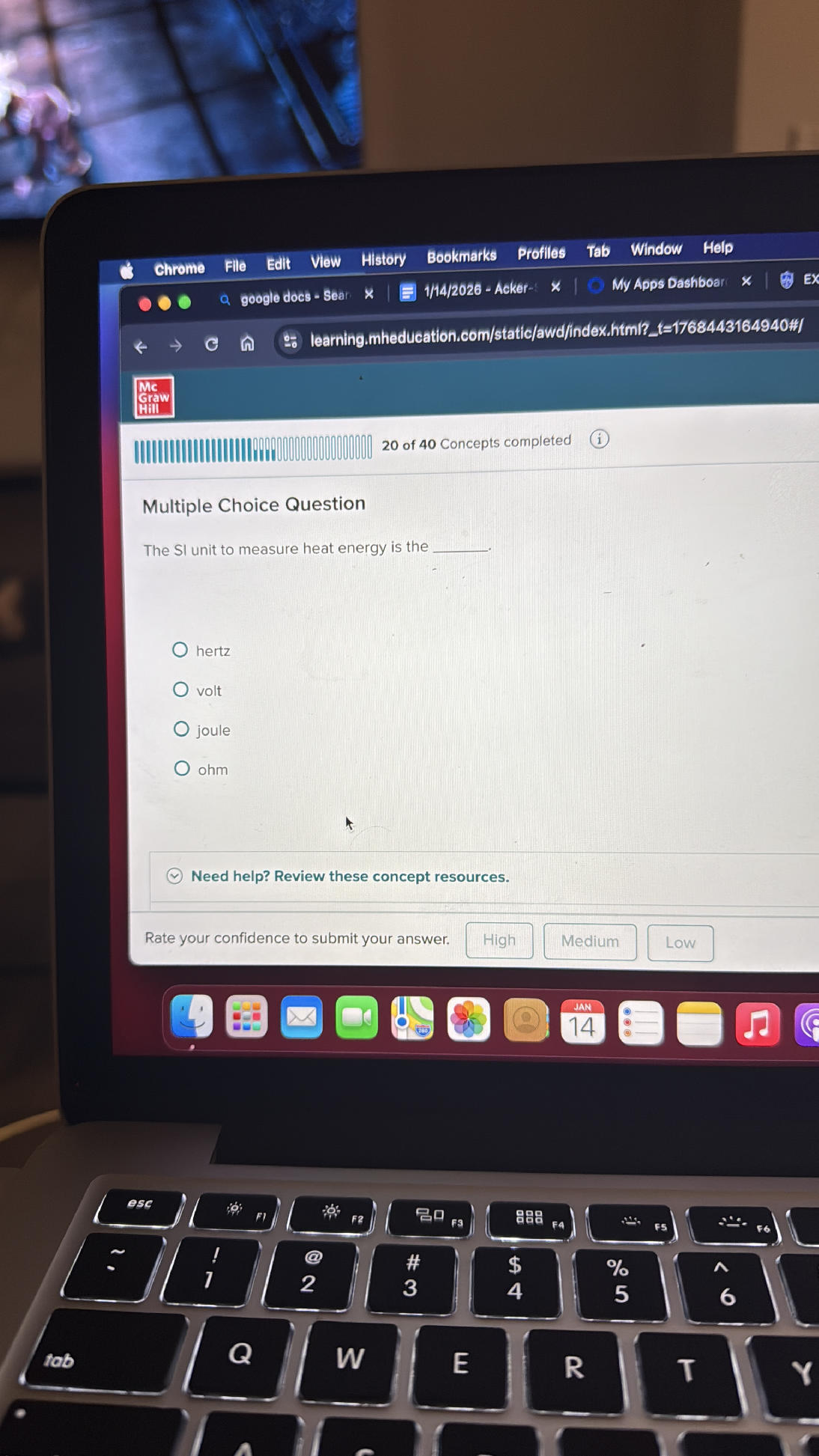 Multiple Choice Question The SI unit to | StudyX