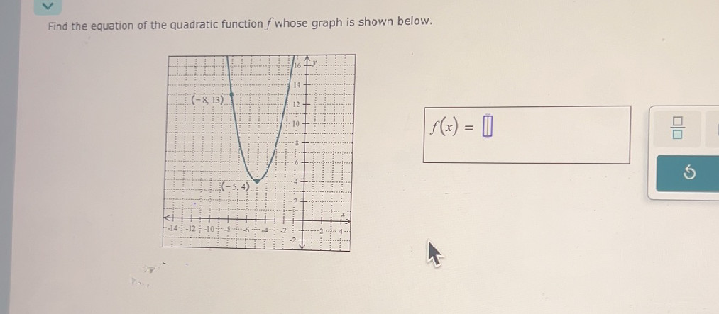 Find the equation of the quadratic function | StudyX