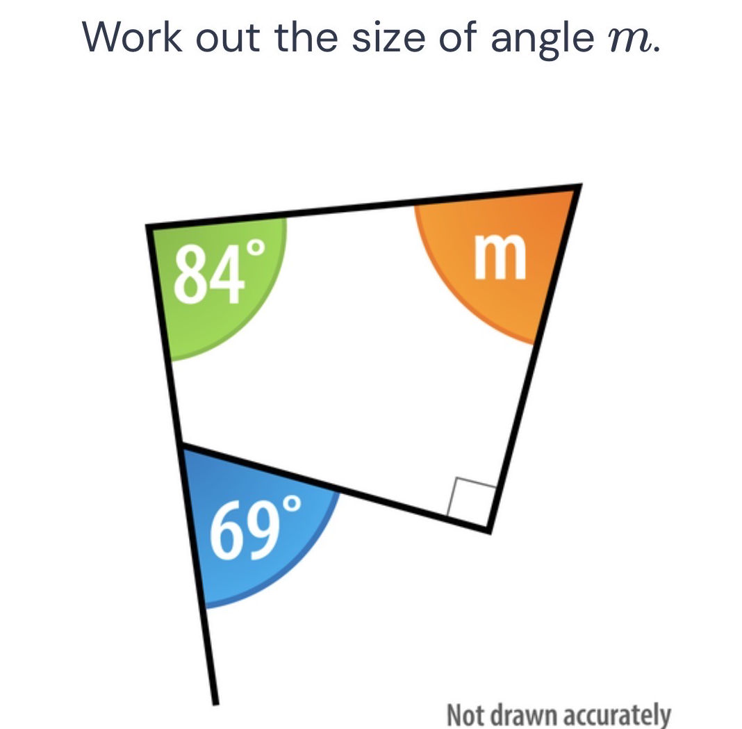 Work out the size of angle m. [Image of a | StudyX