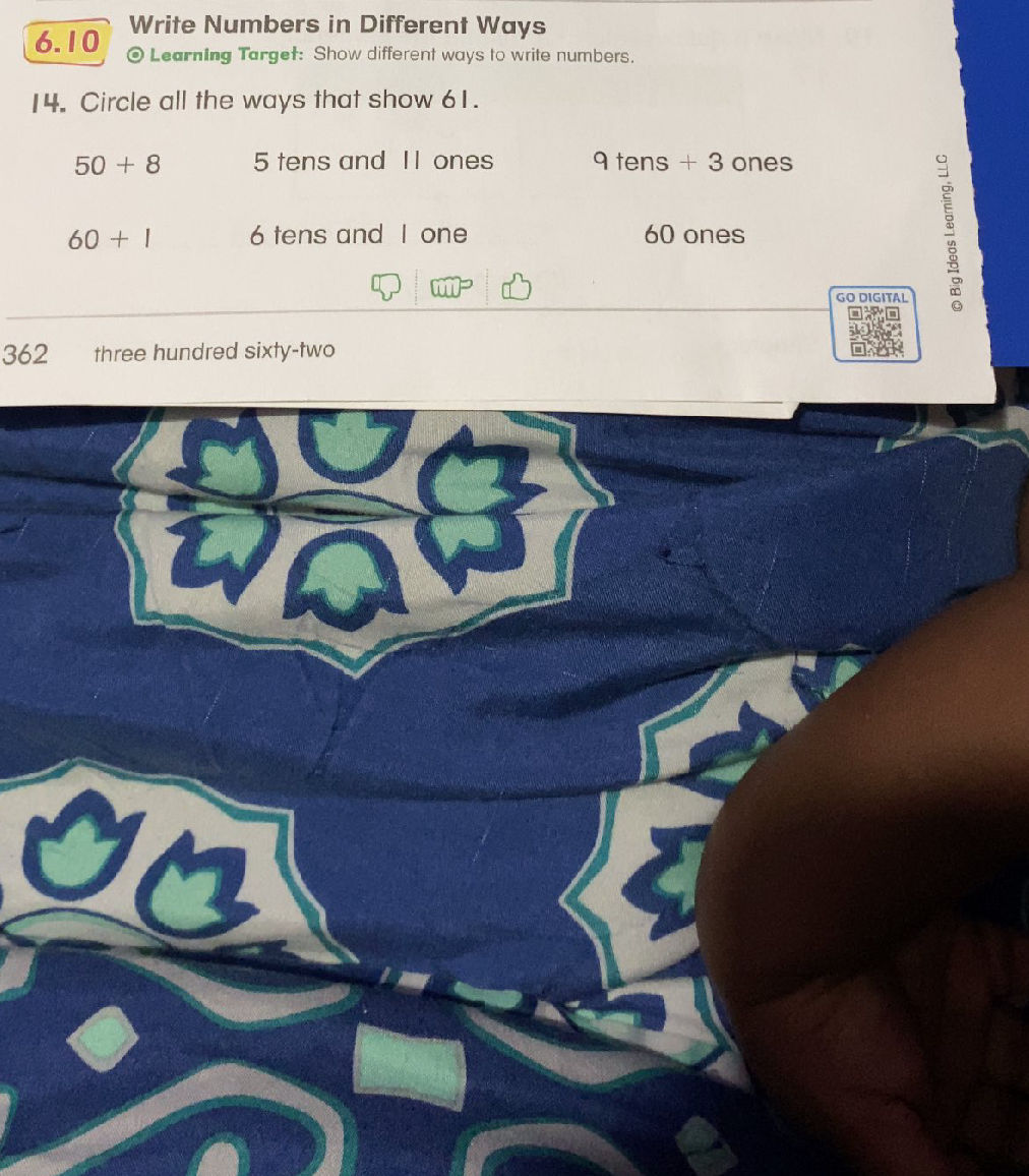 14. Circle all the ways that show 61. $50 + | StudyX