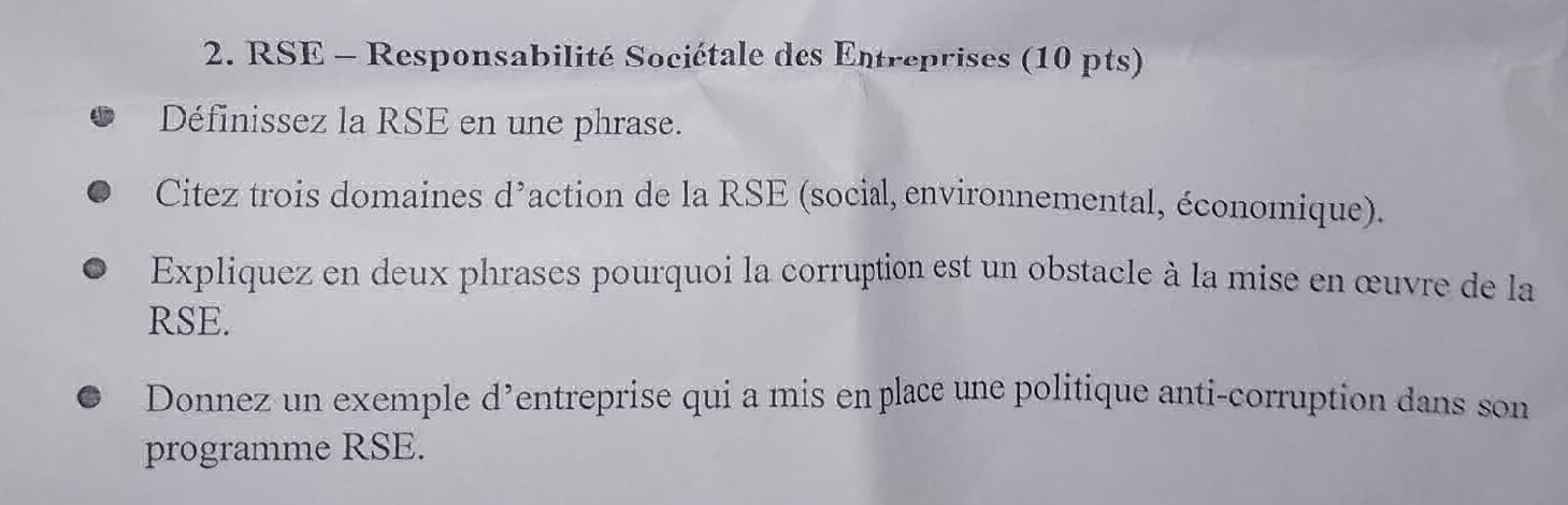 RSE - Responsabilité Sociétale des | StudyX