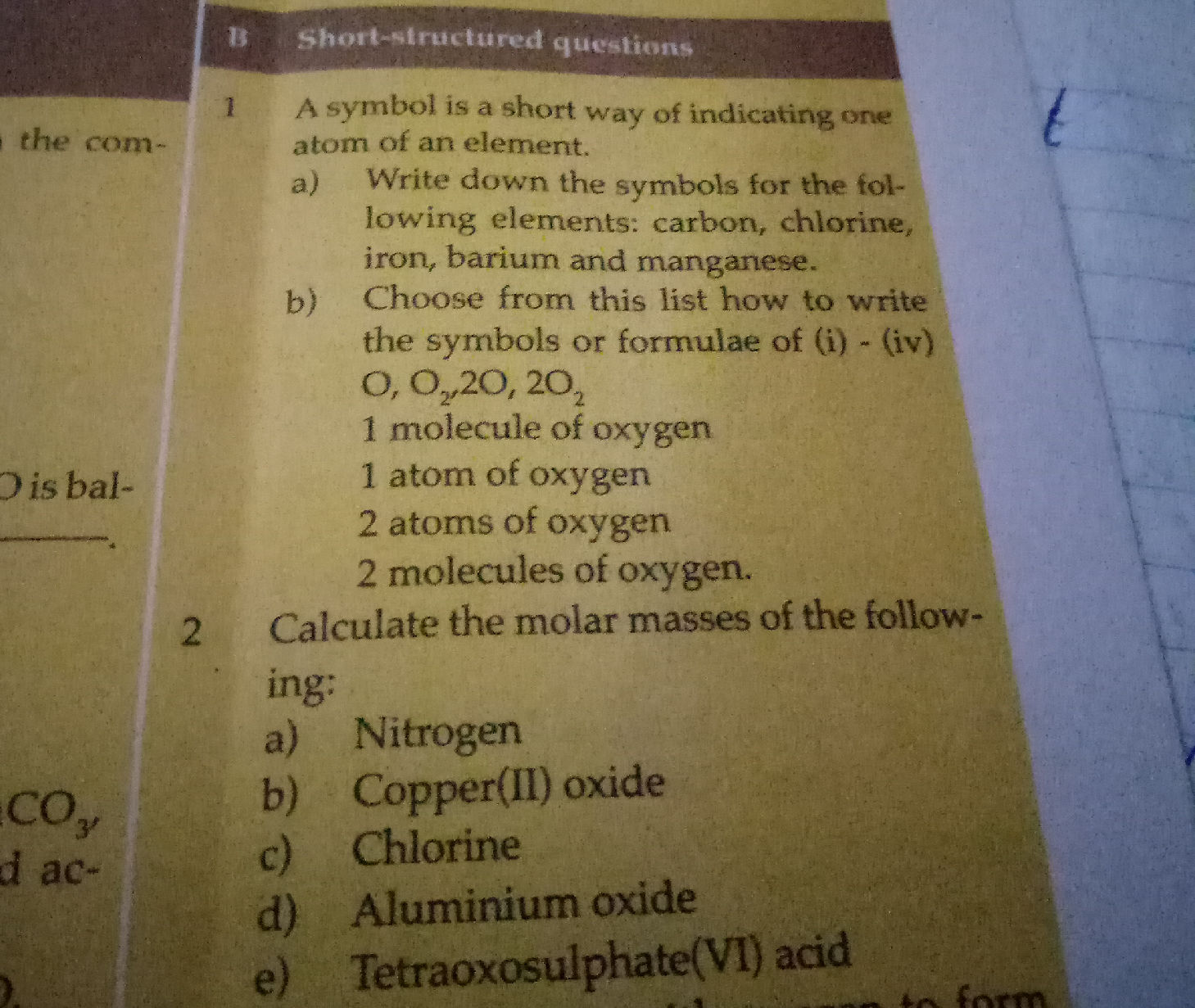 Calculate the molar masses of the following: | StudyX