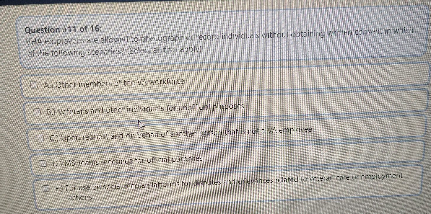 VHA employees are allowed to photograph or