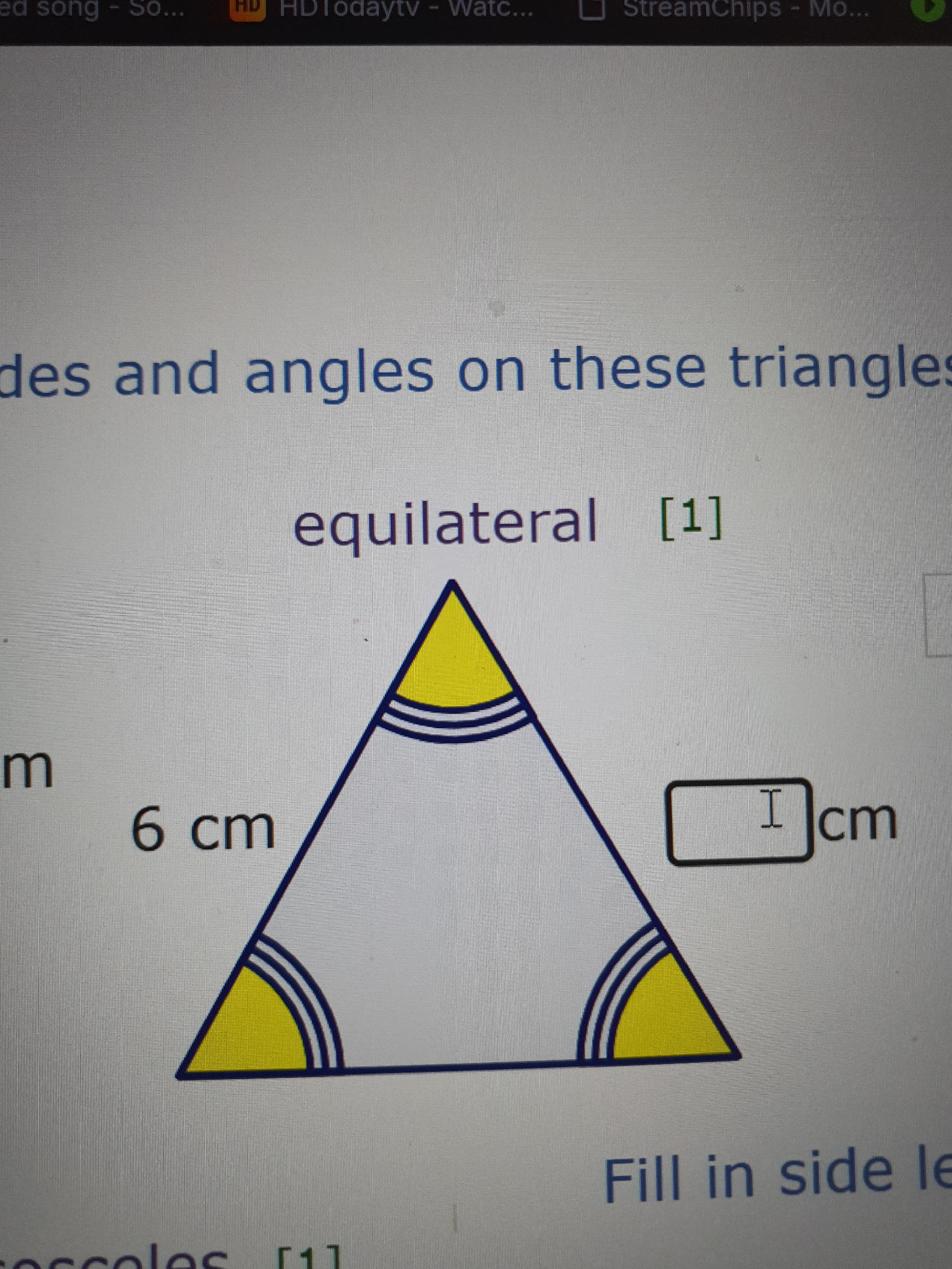 Fill in side length on these triangles. | StudyX