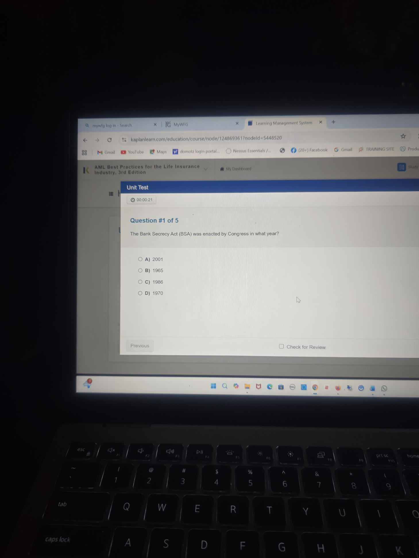 The Bank Secrecy Act (BSA) was enacted by | StudyX