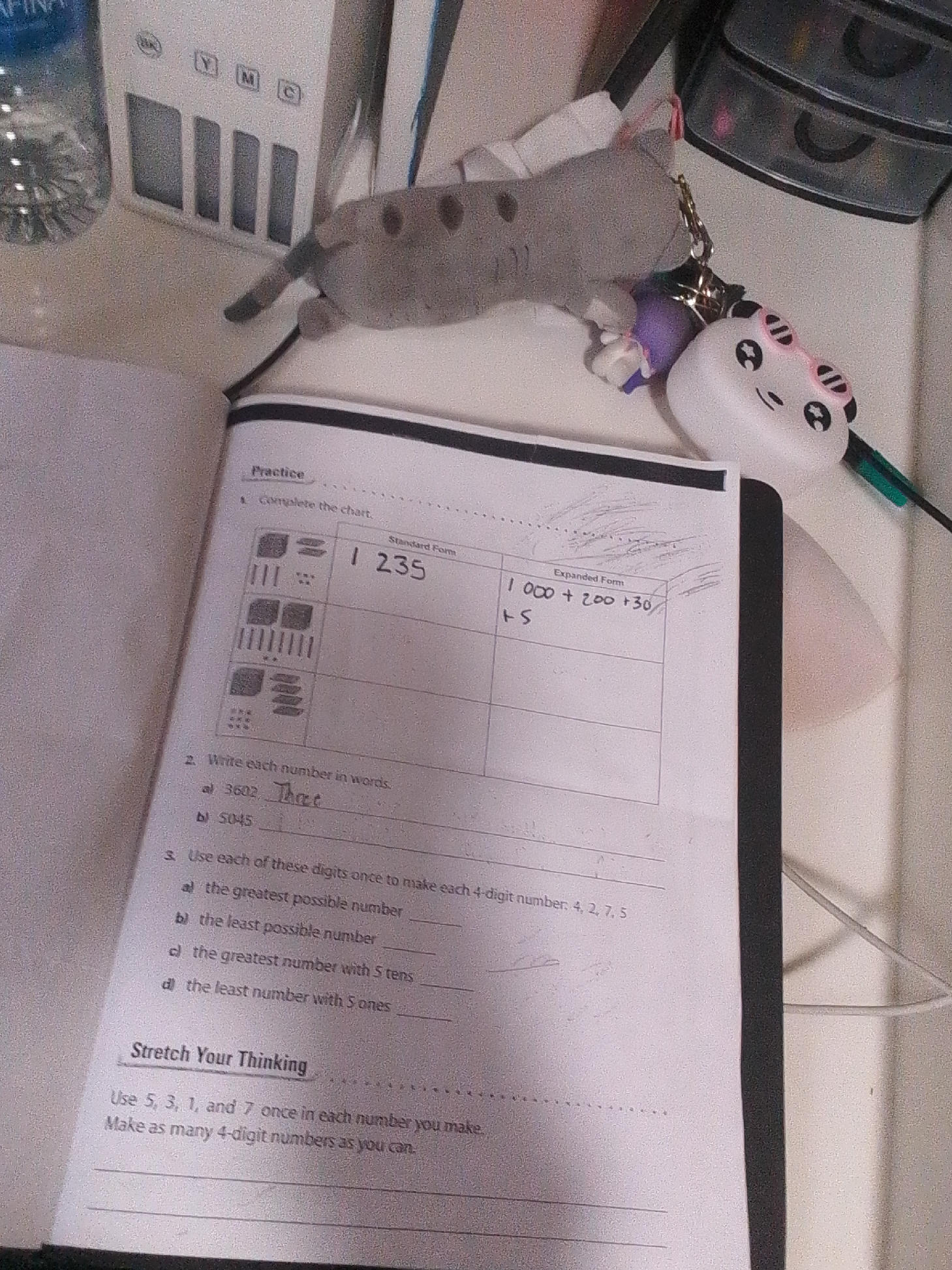 Complete the chart. Standard Form 1 235 | StudyX