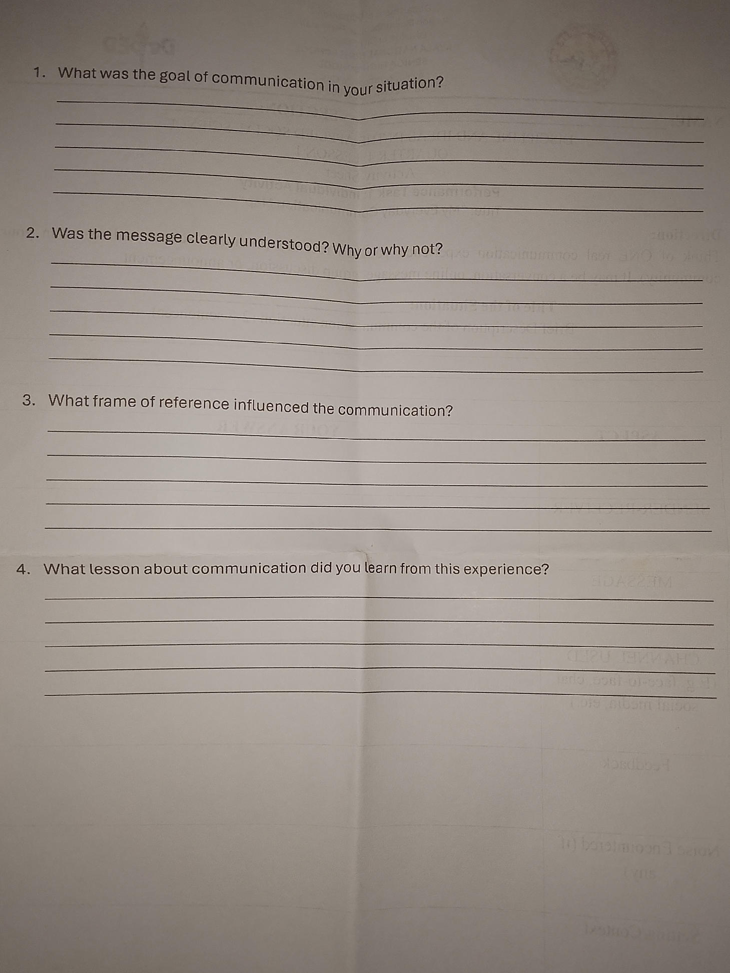 1. What was the goal of communication in | StudyX