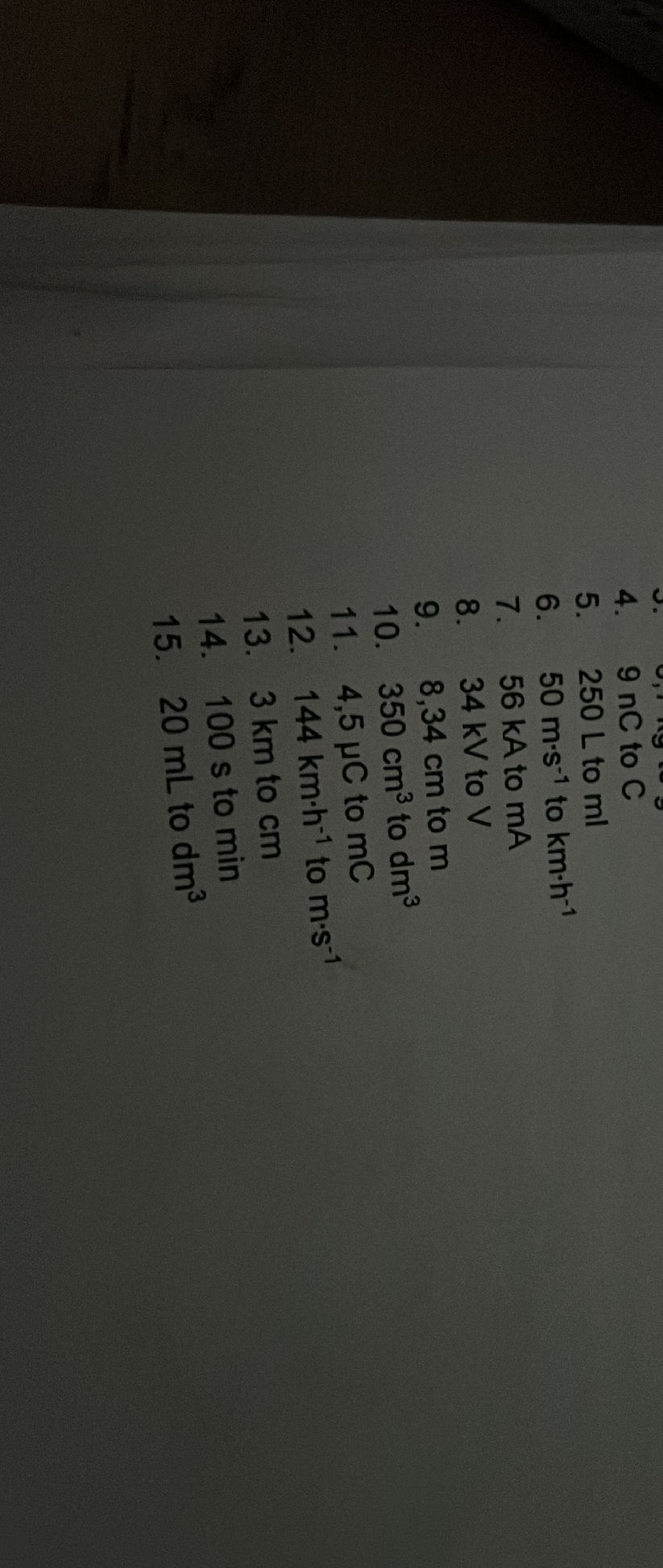 Convert 9 nC to C | StudyX
