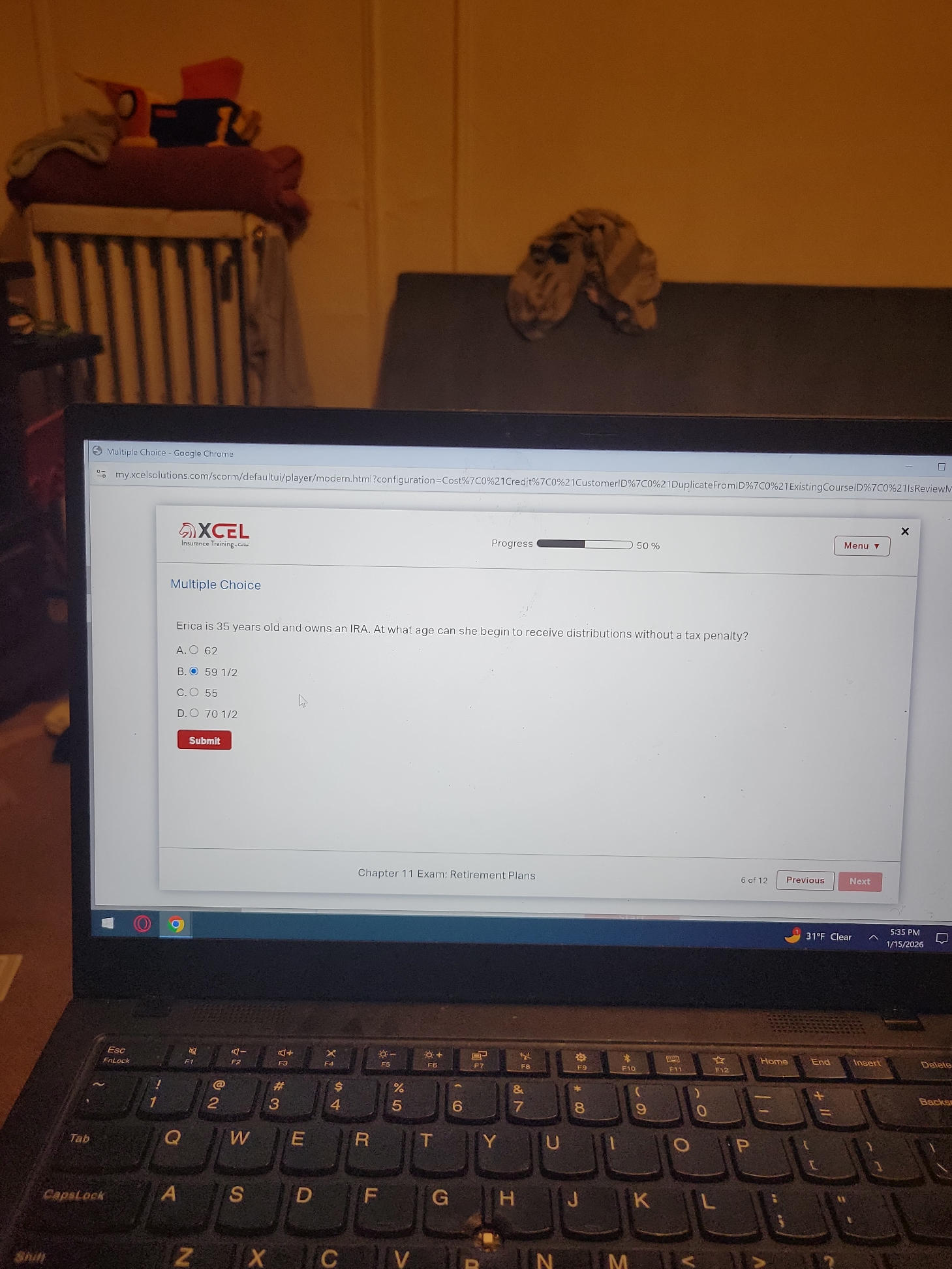 Multiple Choice Erica is 35 years old and | StudyX