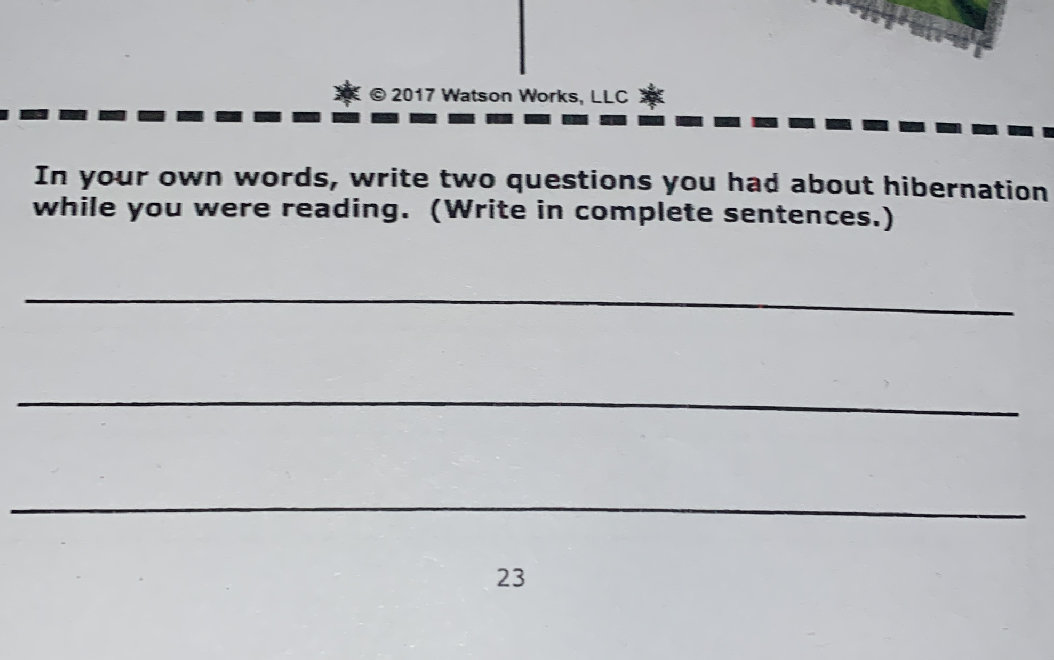 In your own words, write two questions you | StudyX