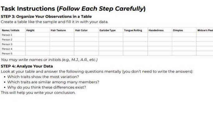 Create a table like the sample and fill it | StudyX