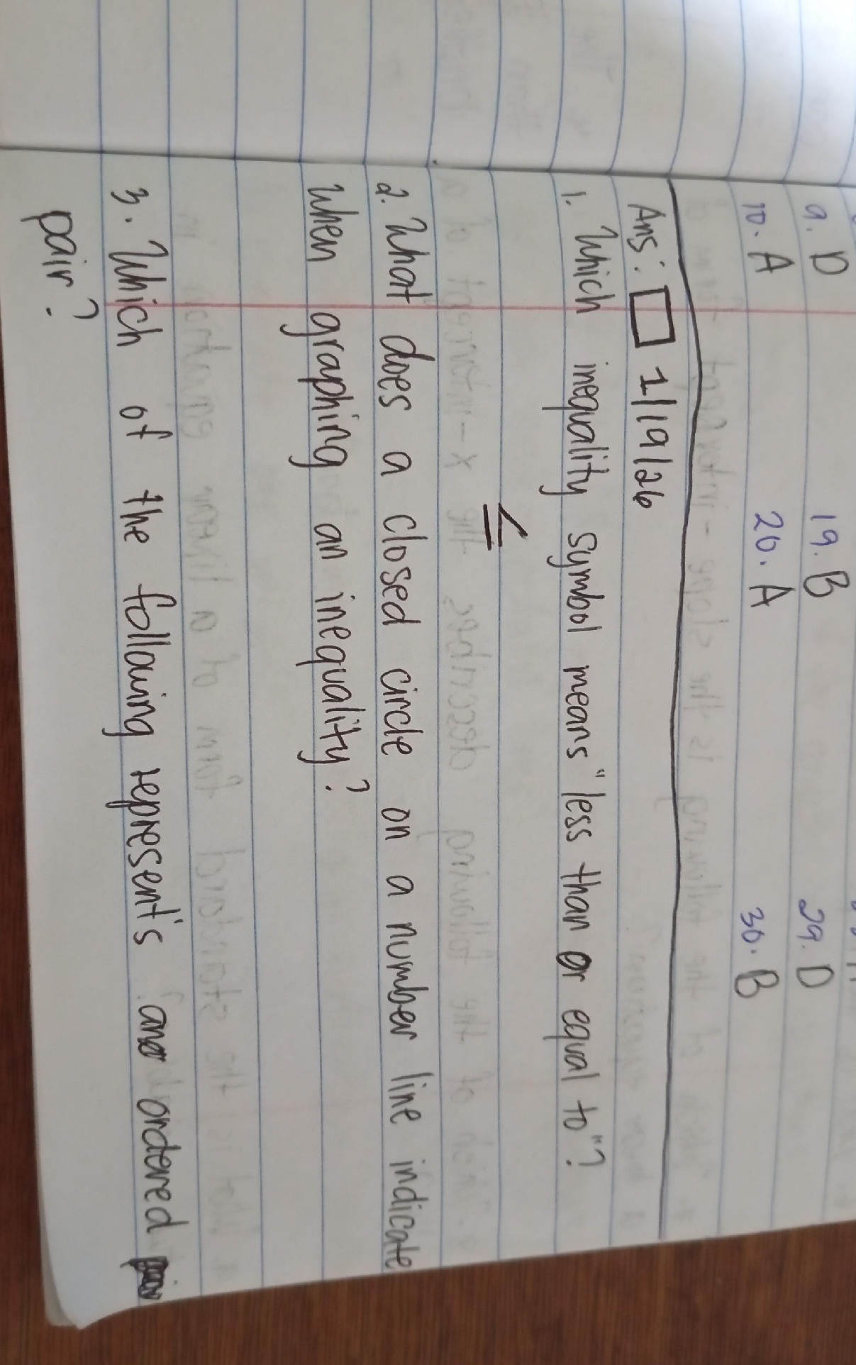 1. Which inequality symbol means "less than | StudyX