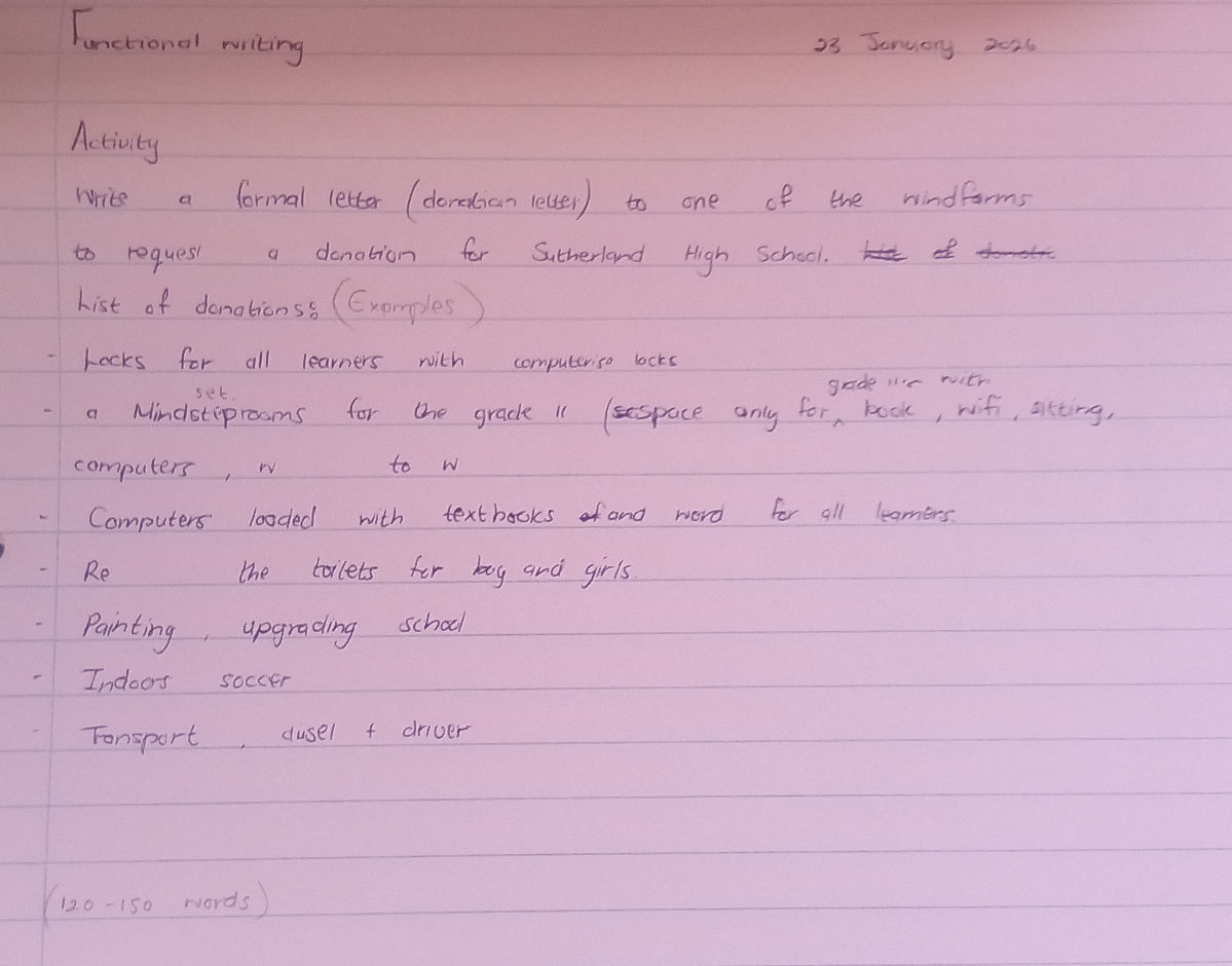 Functional writing Activity Write a formal | StudyX