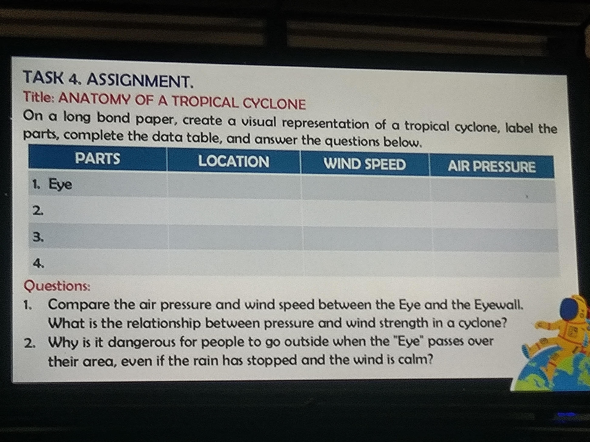 Compare the air pressure and wind speed | StudyX