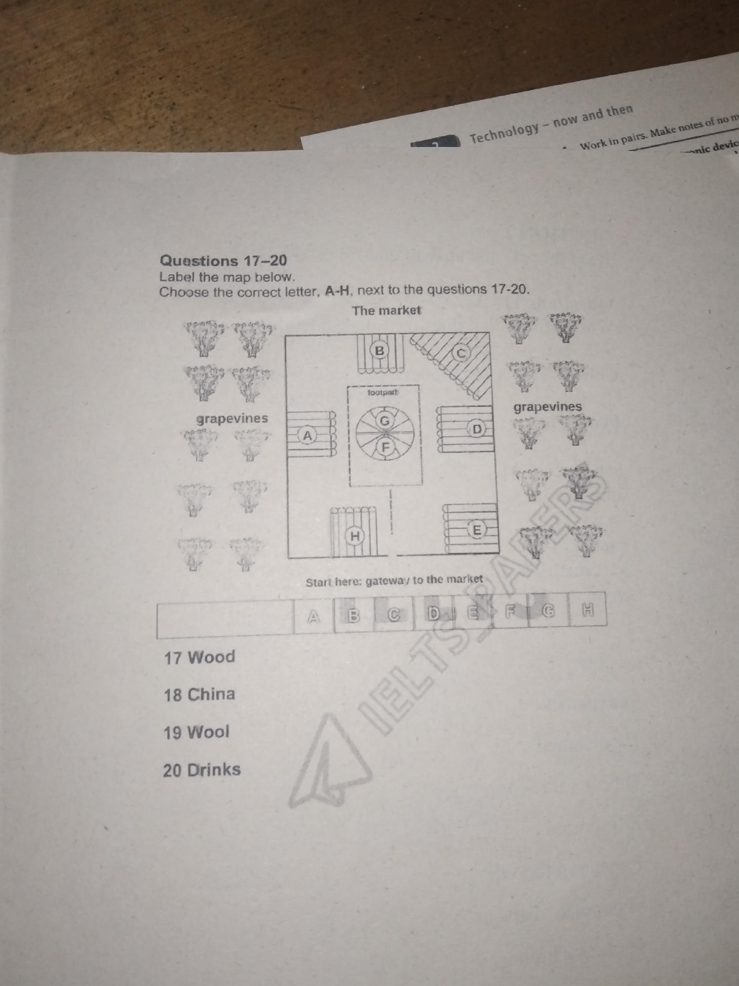 Questions 17–20 Label the map below. Choose