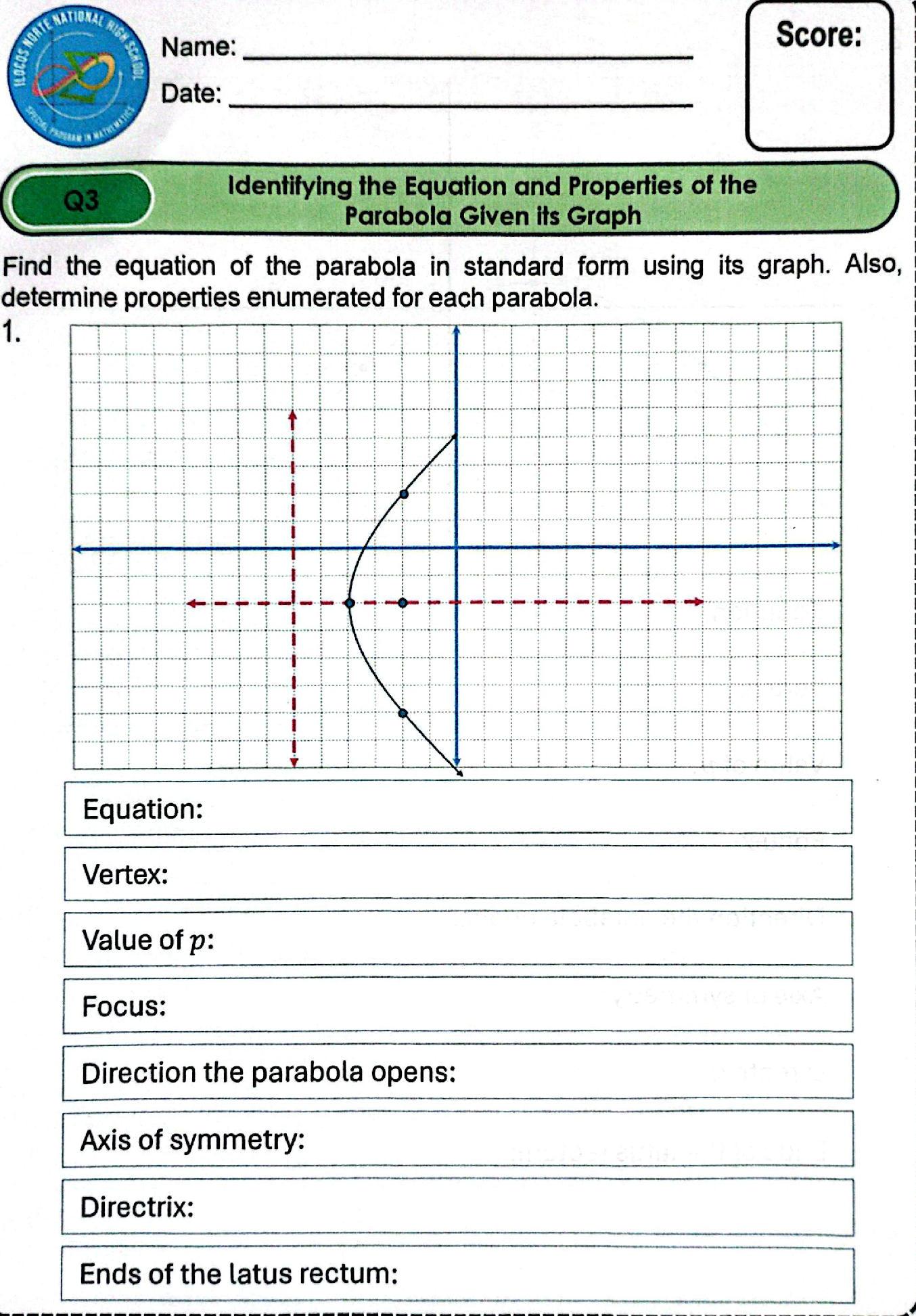 Q3 Identifying the Equation and Properties | StudyX
