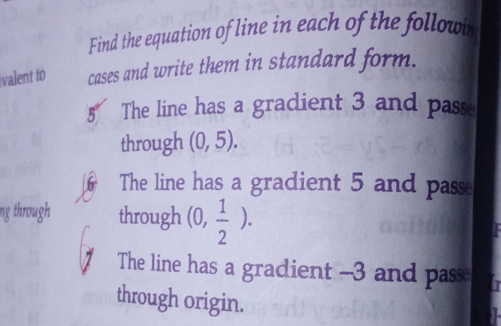 Find the equation of line in each of the | StudyX