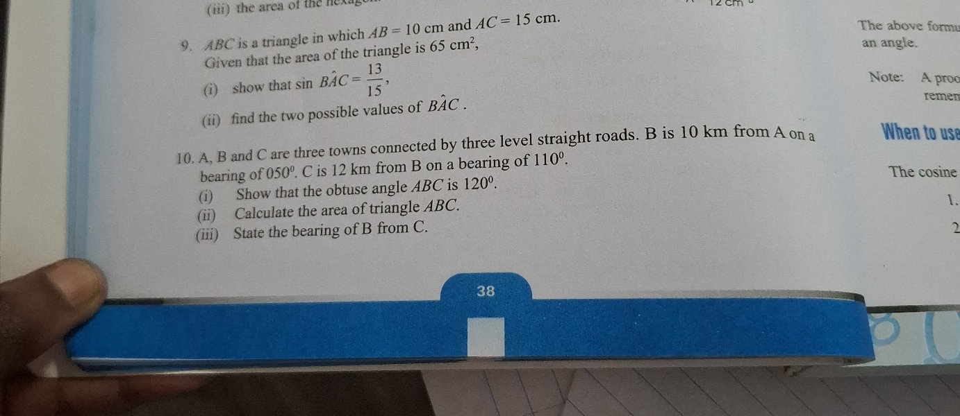 9. ABC is a triangle in which AB = 10 cm and | StudyX