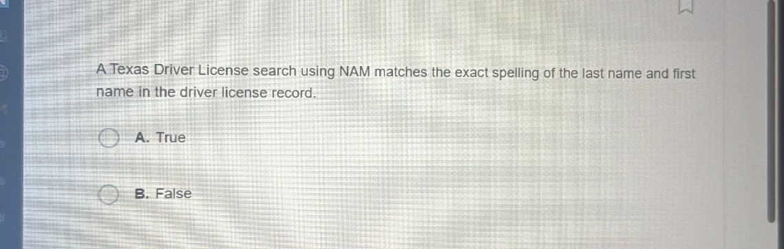A Texas Driver License search using NAM | StudyX