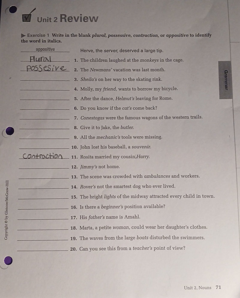 Exercise 1 Write in the blank plural, | StudyX