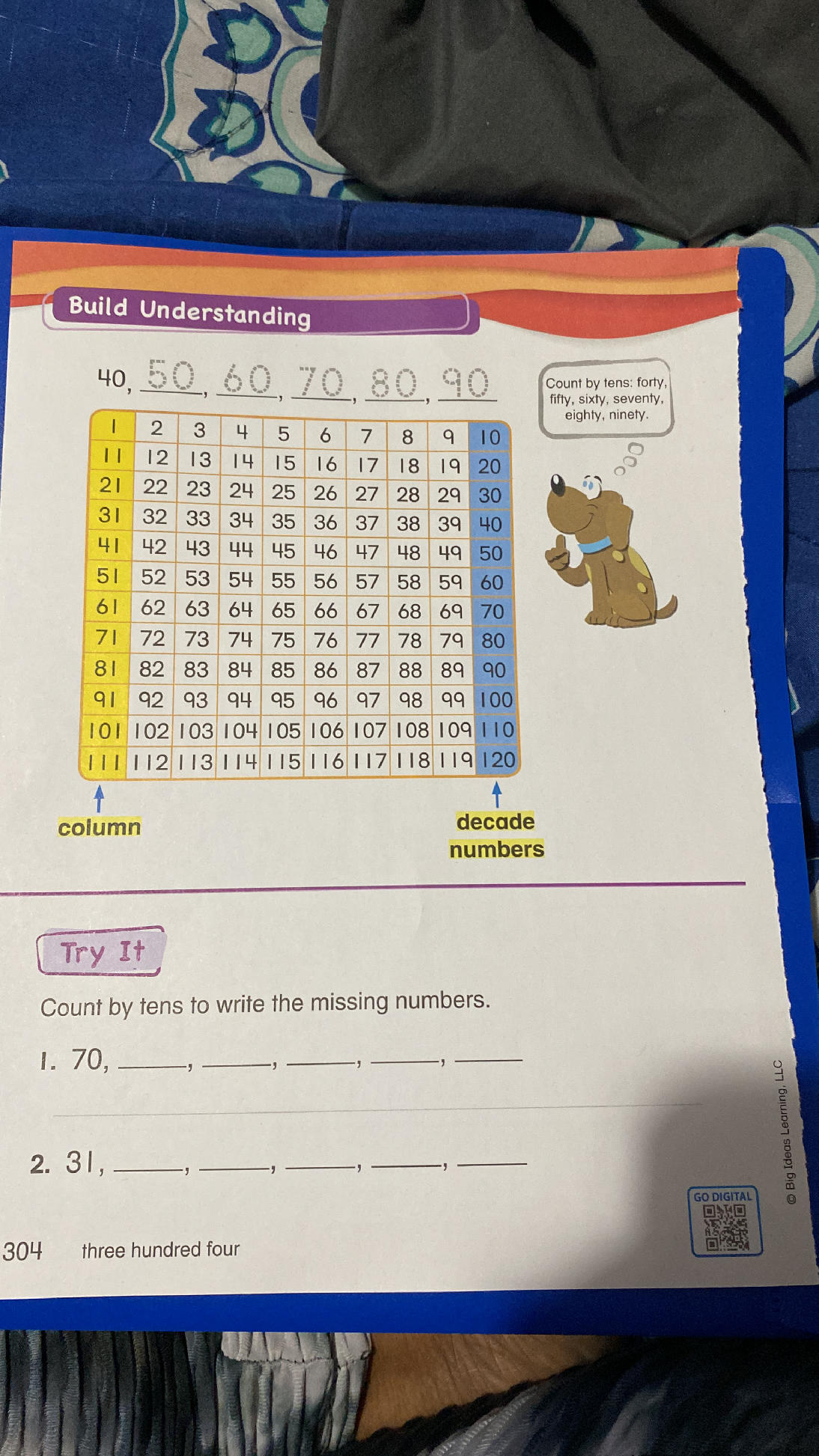 Count by tens to write the missing numbers. | StudyX