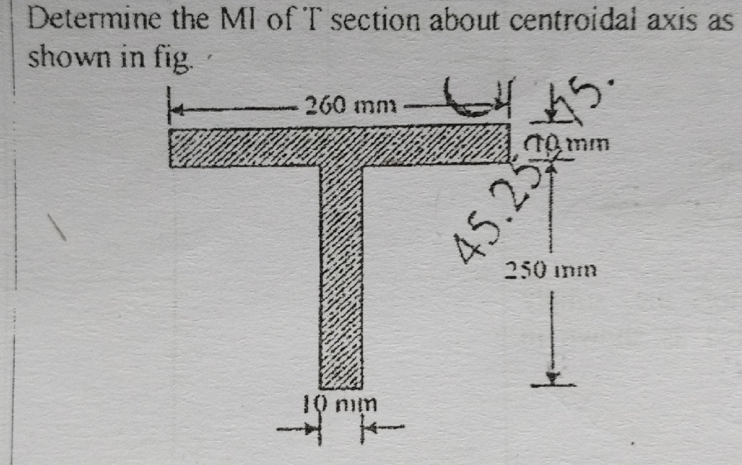 Determine the MI of T section about | StudyX