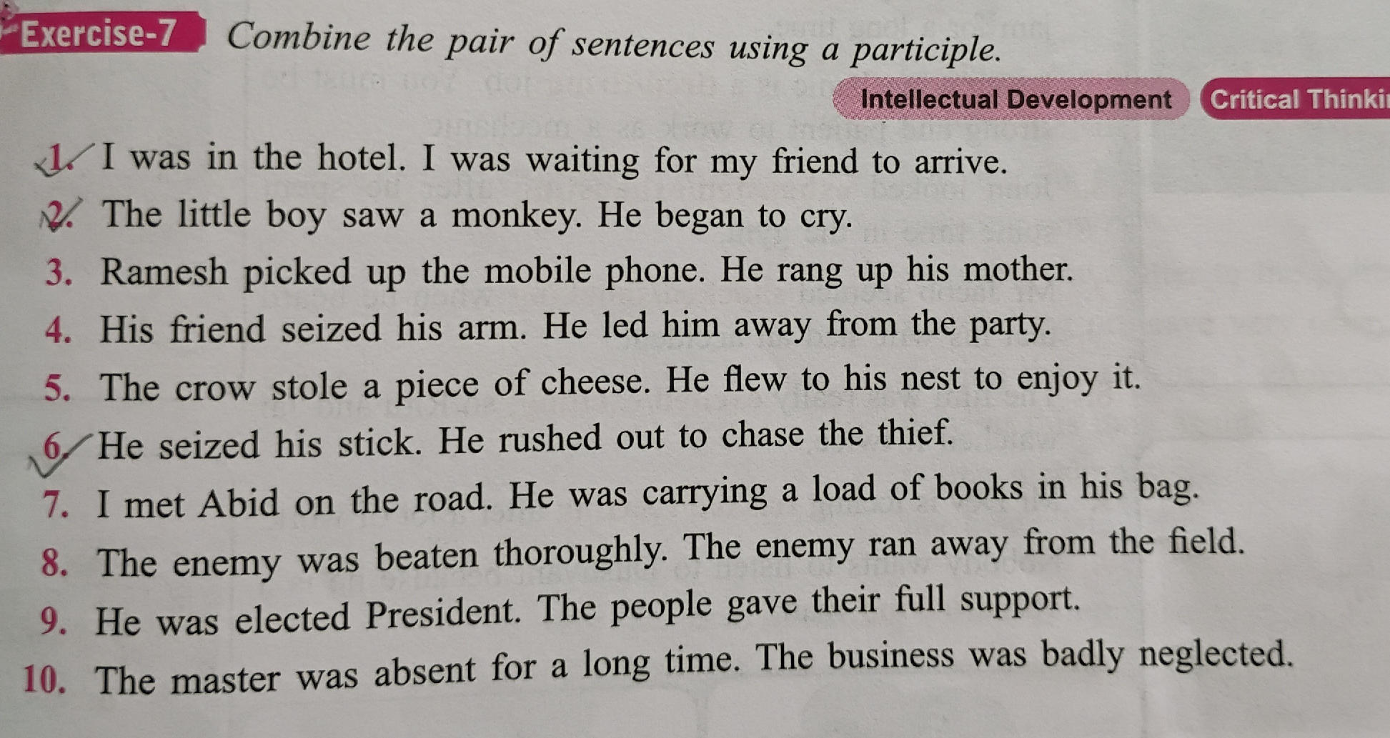 The little boy saw a monkey. He began to cry. | StudyX