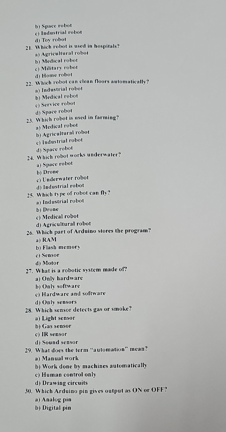 28. Which sensor detects gas or smoke? a) | StudyX