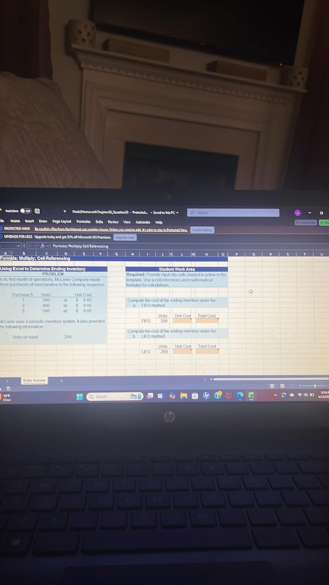 Using Excel to Determine Ending Inventory | StudyX