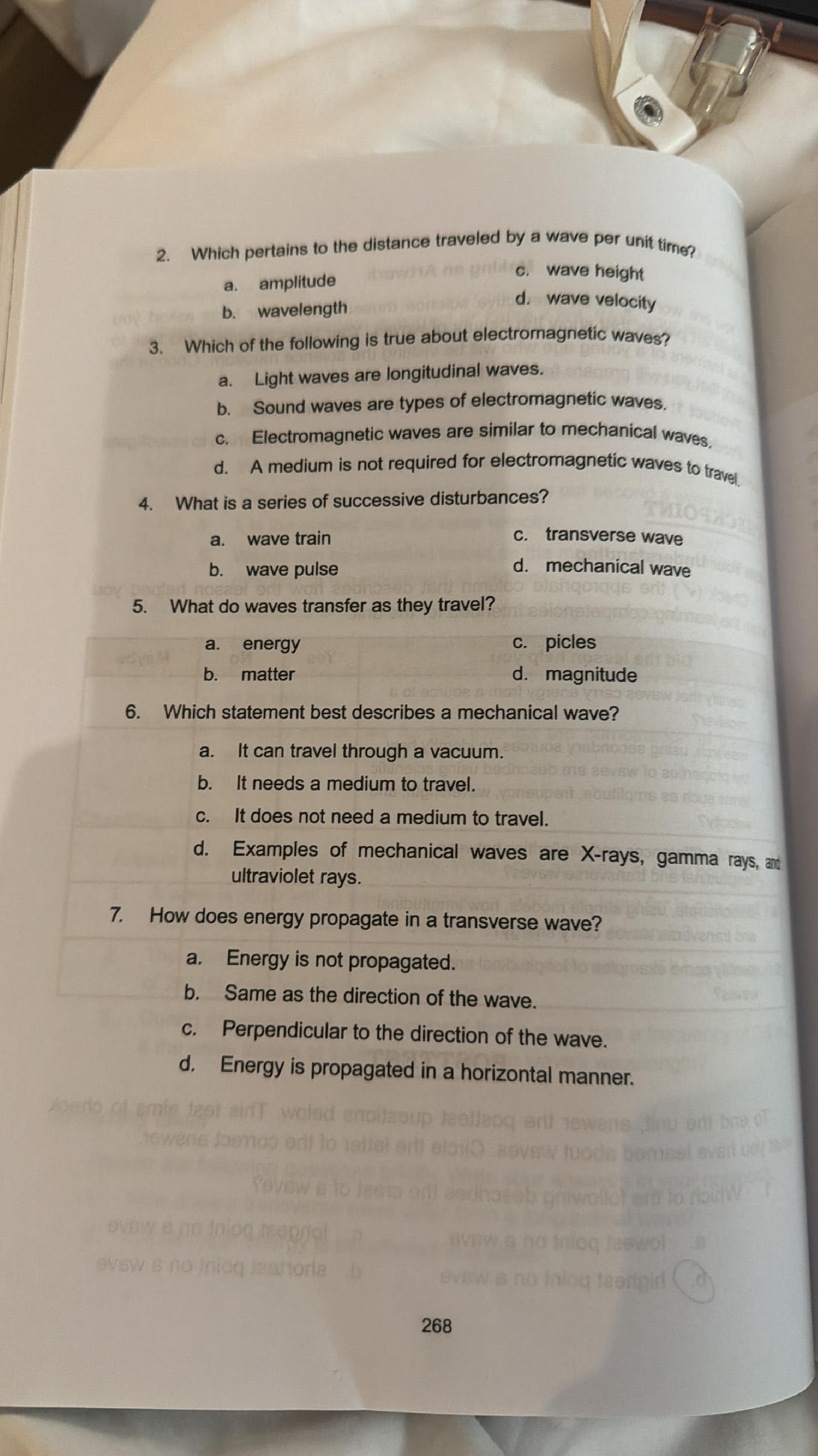 What do waves transfer as they travel? a. | StudyX