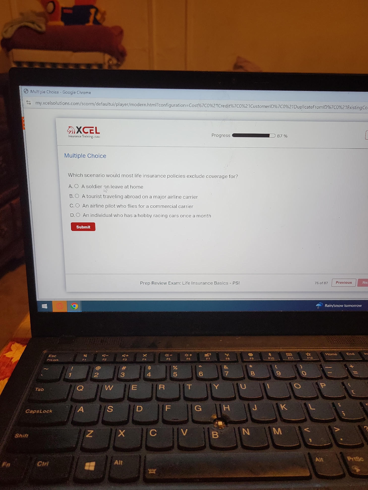 Which scenario would most life insurance | StudyX