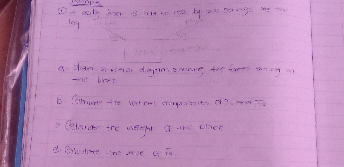 A 20kg block is held at rest by two strings | StudyX