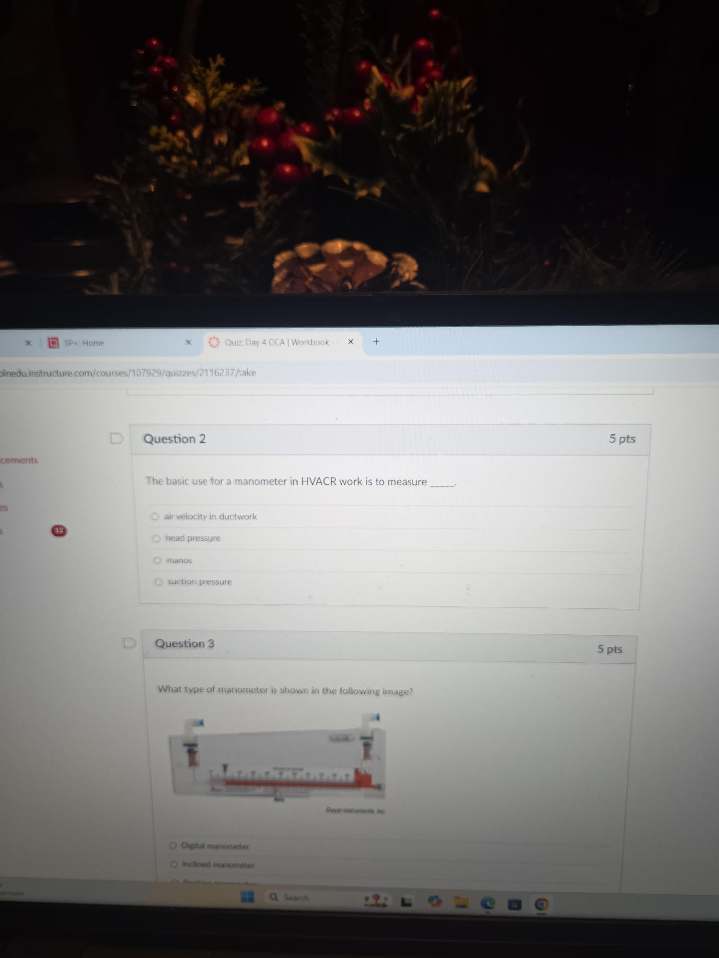 What type of manometer is shown in the | StudyX
