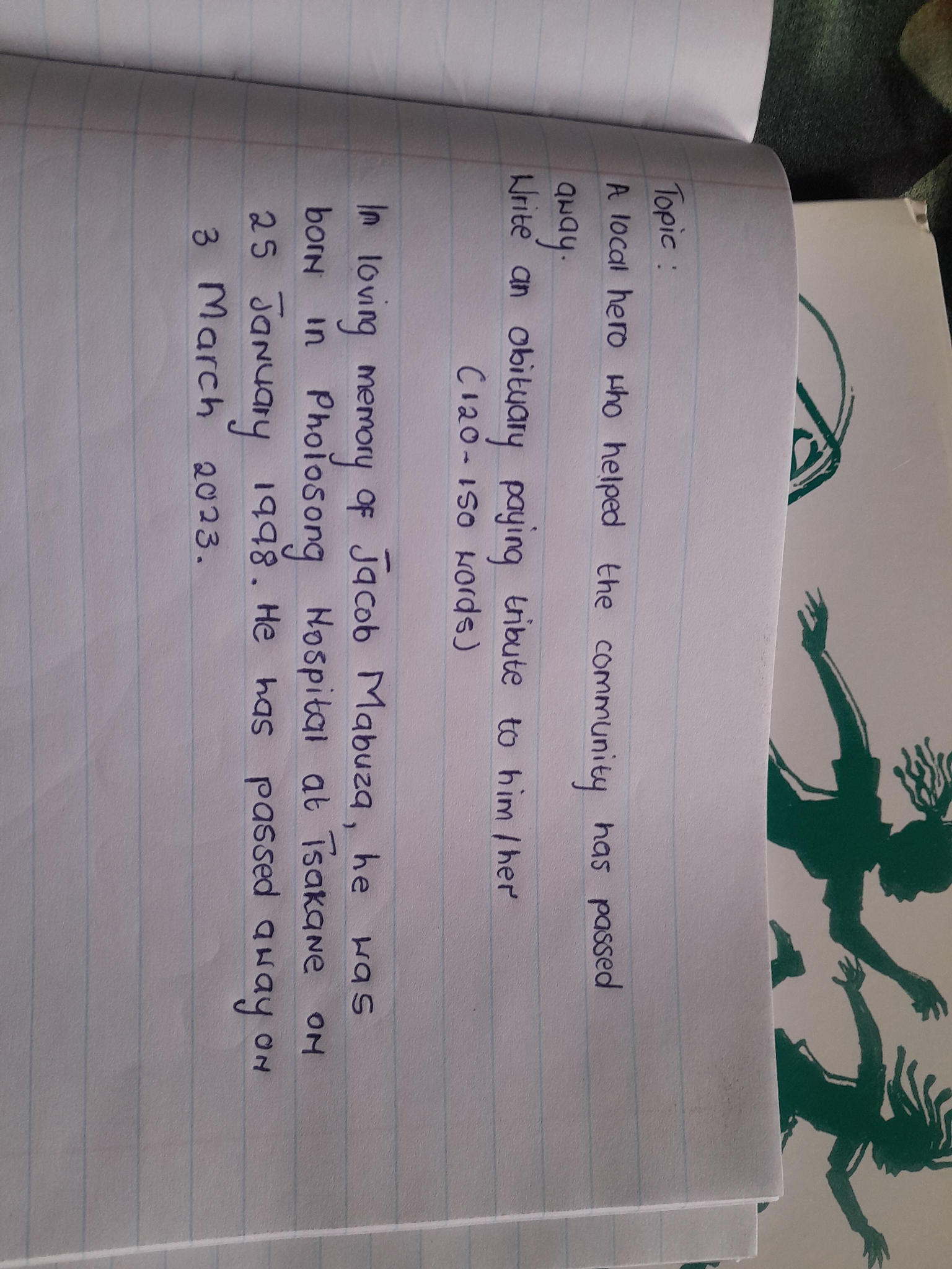 Topic: A local hero who helped the community | StudyX