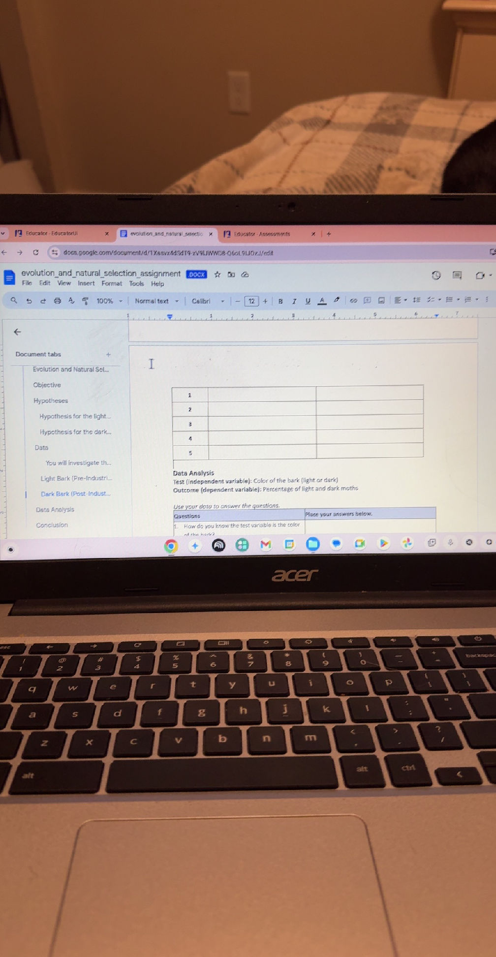 Data Analysis Test (Independent variable): | StudyX
