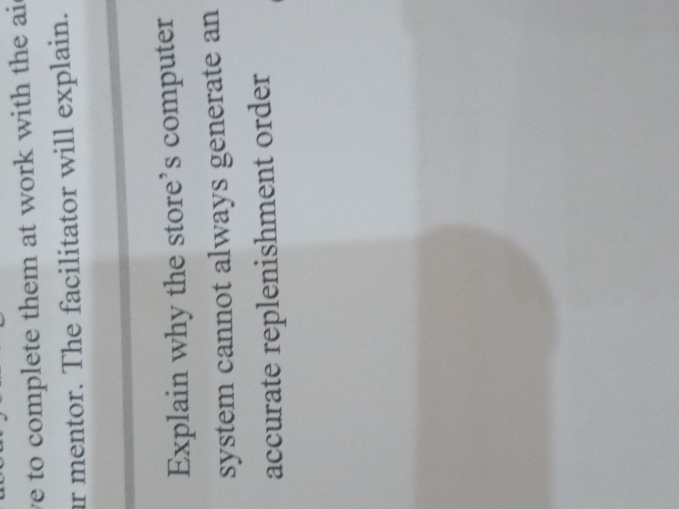 Explain why the store's computer system | StudyX