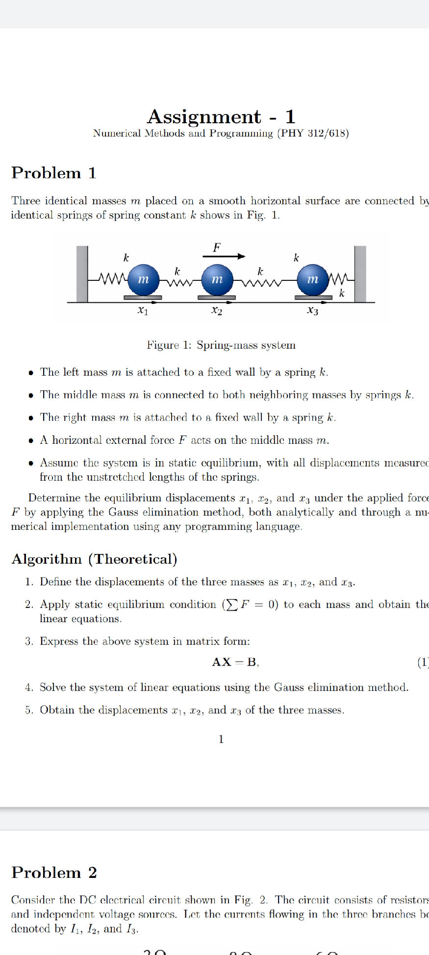 Three identical masses m placed on a smooth | StudyX