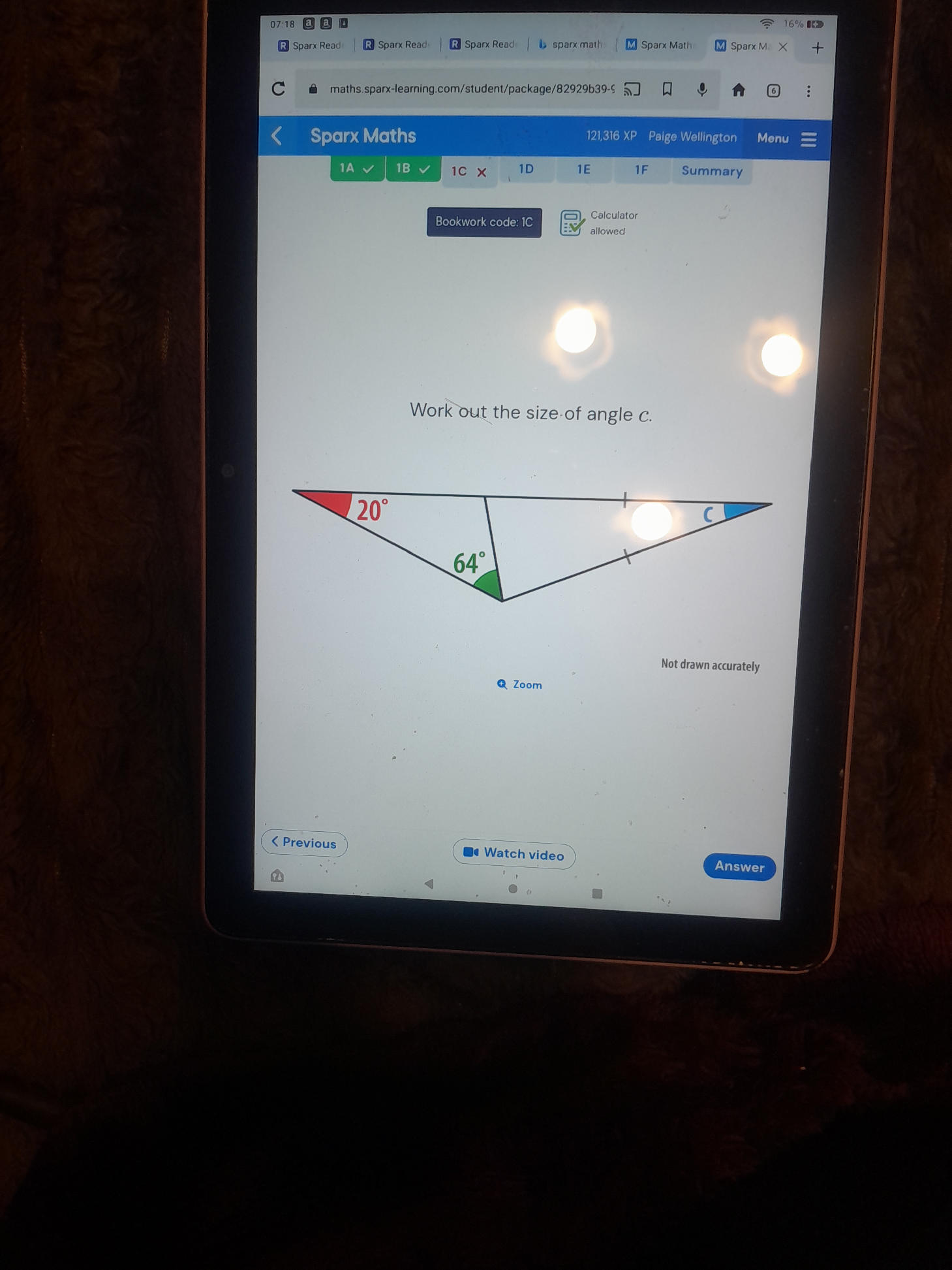 Work out the size of angle $c$. (Diagram | StudyX