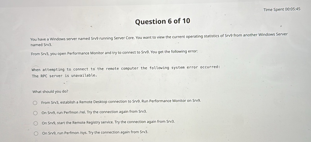 You have a Windows server named Srv9 running | StudyX
