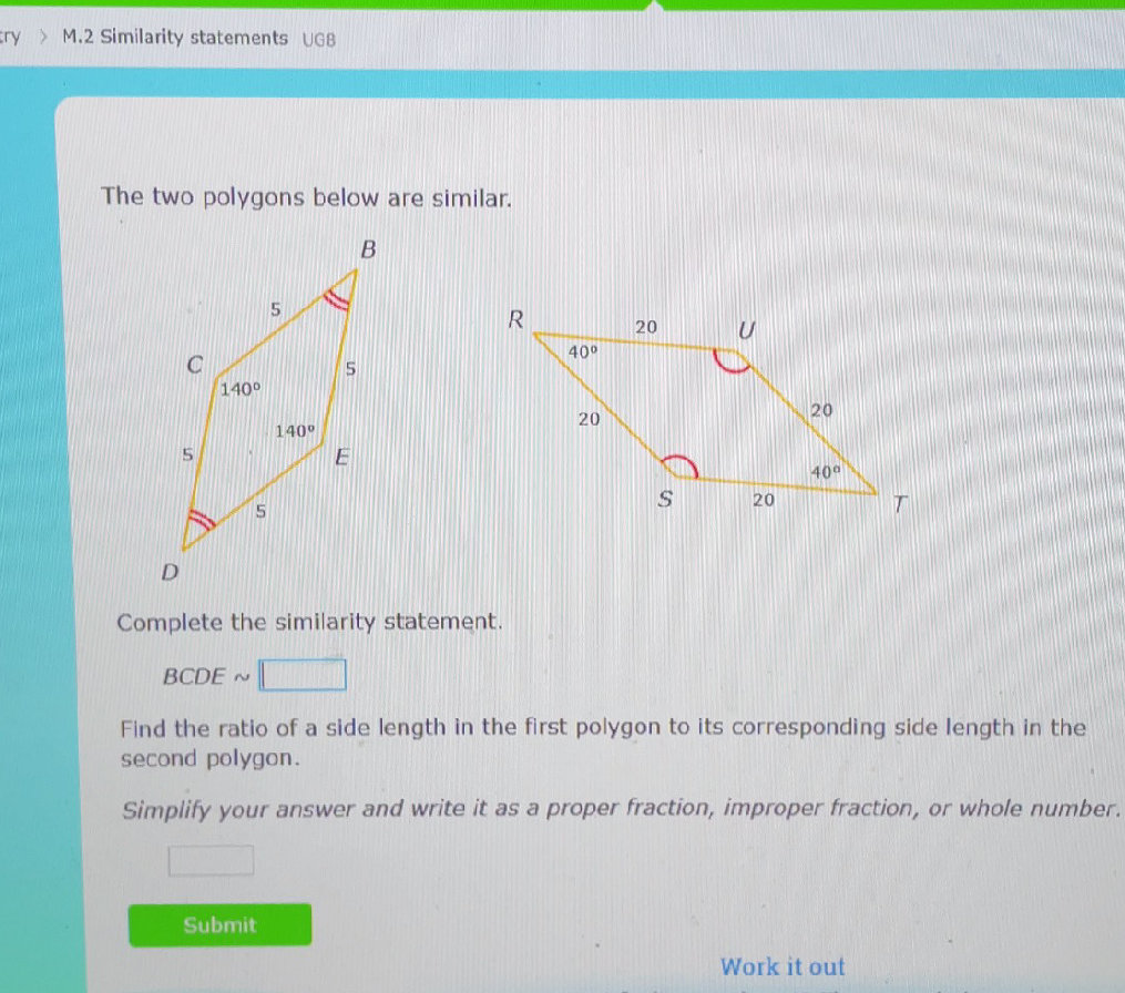The two polygons below are similar. [Image | StudyX