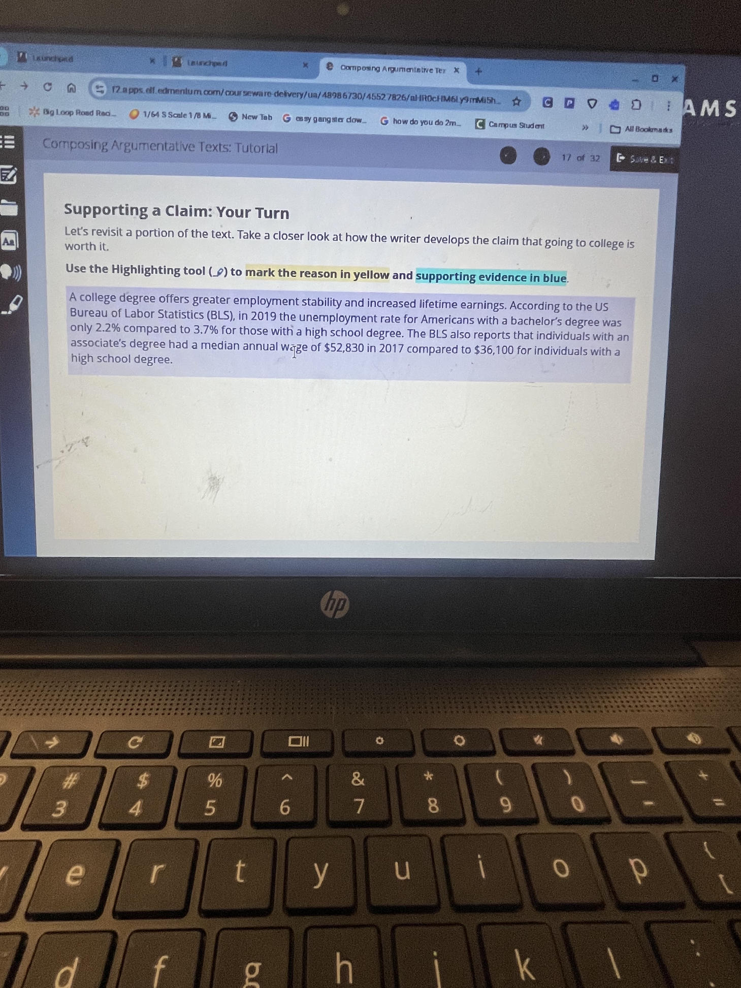 Supporting a Claim: Your Turn Let's revisit | StudyX