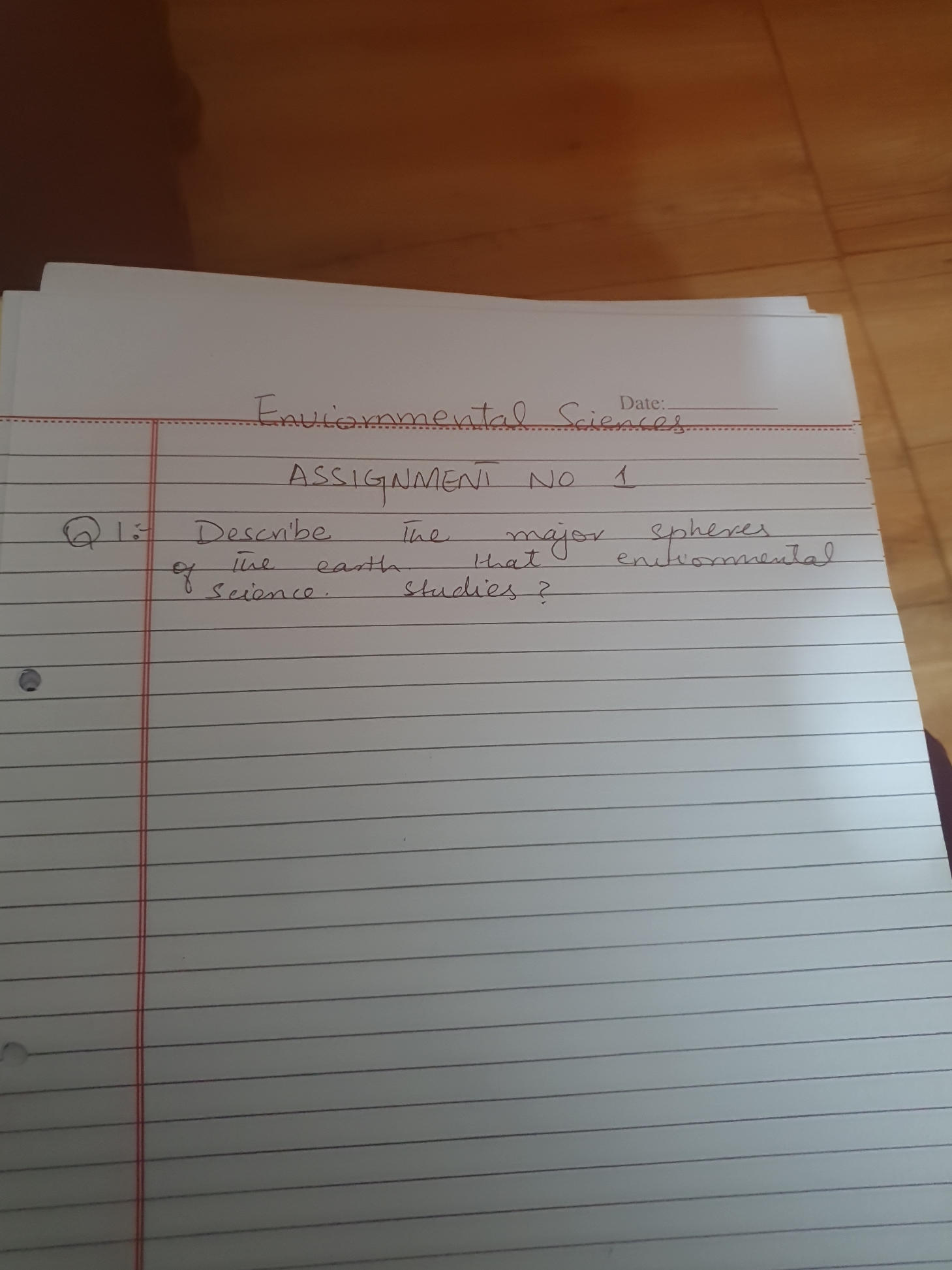 Describe the major spheres of the earth that | StudyX