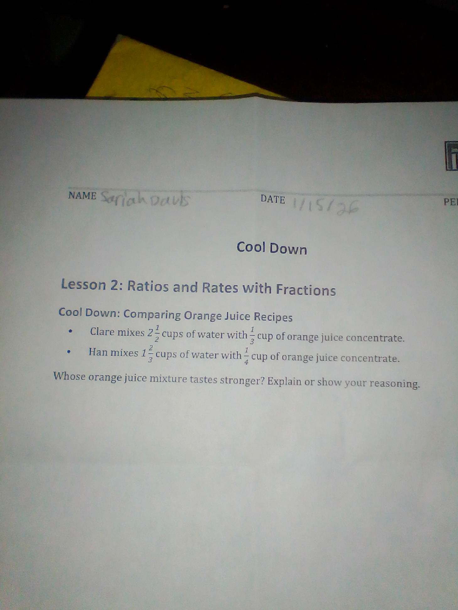 Lesson 2: Ratios and Rates with Fractions | StudyX