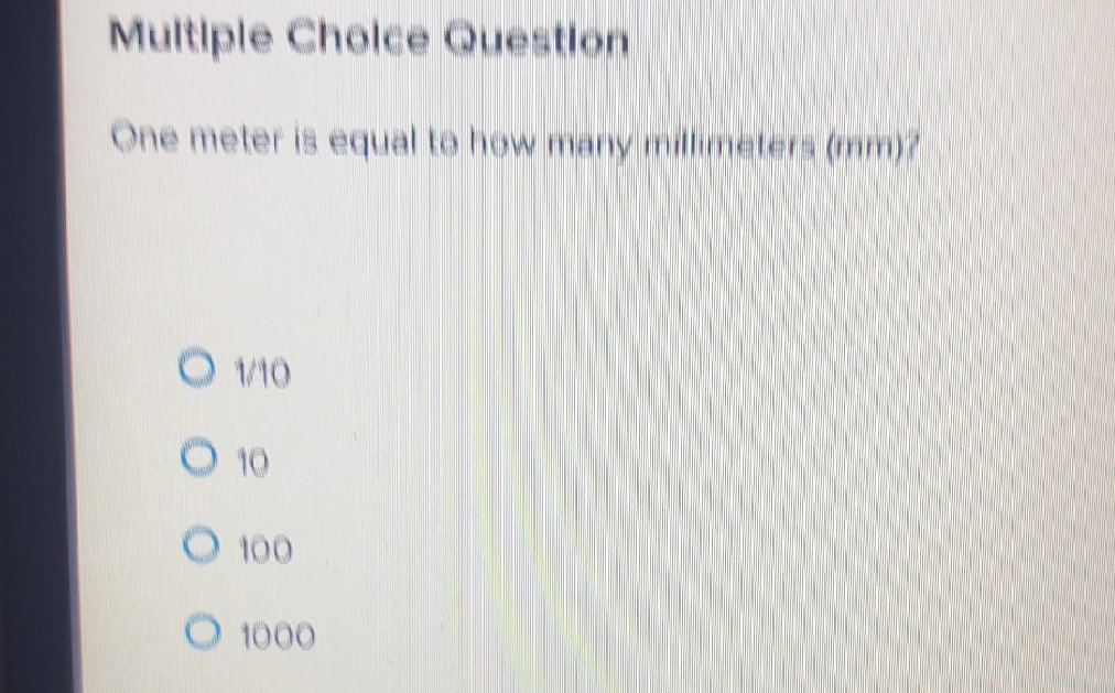 One meter is equal to how many millimeters | StudyX