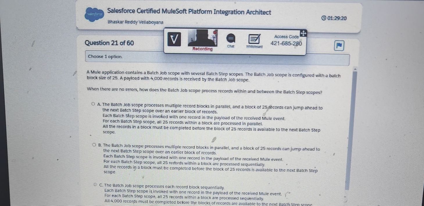A Mule application contains a Batch Job | StudyX